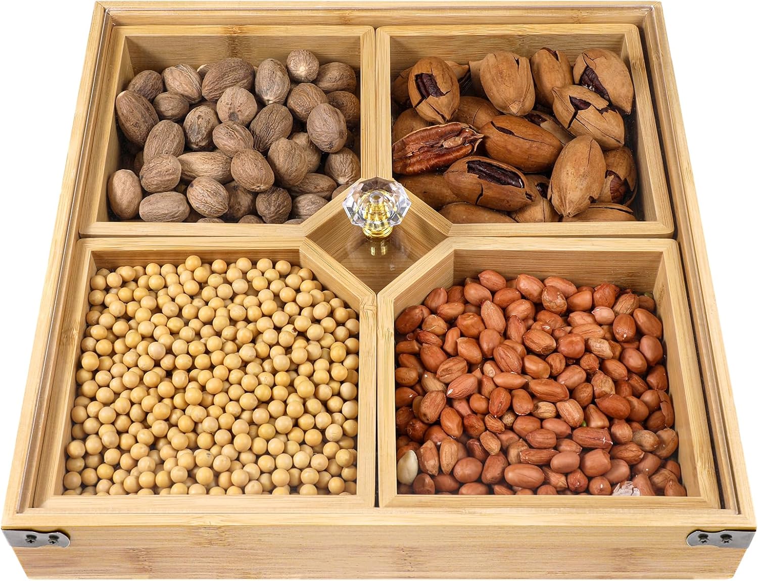 Amazon.com | SynHHergyx Bamboo Nut Serving Tray Platter with Lid ...