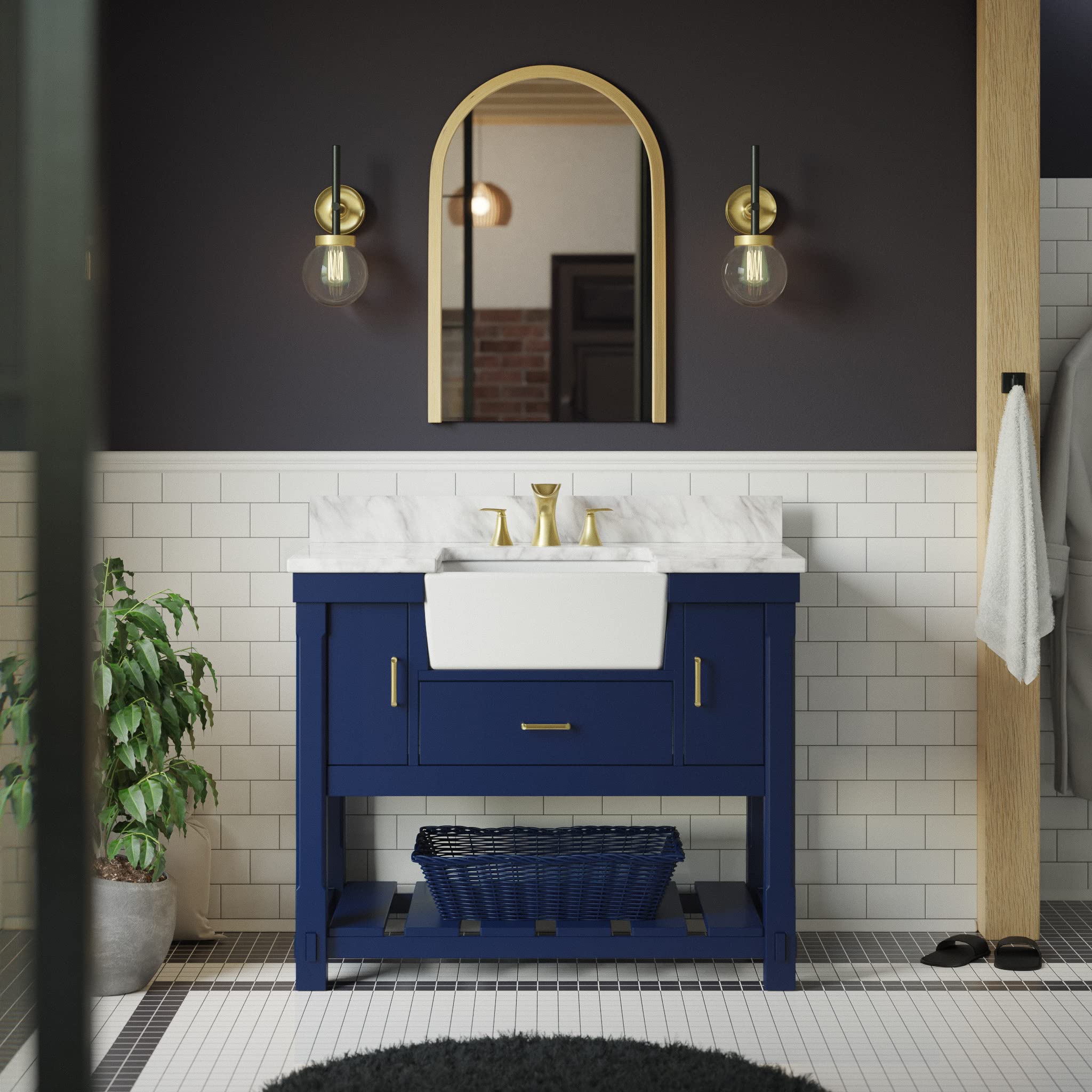 Amazon.com: Charlotte 42-inch Bathroom Vanity (Carrara/Royal Blue ...