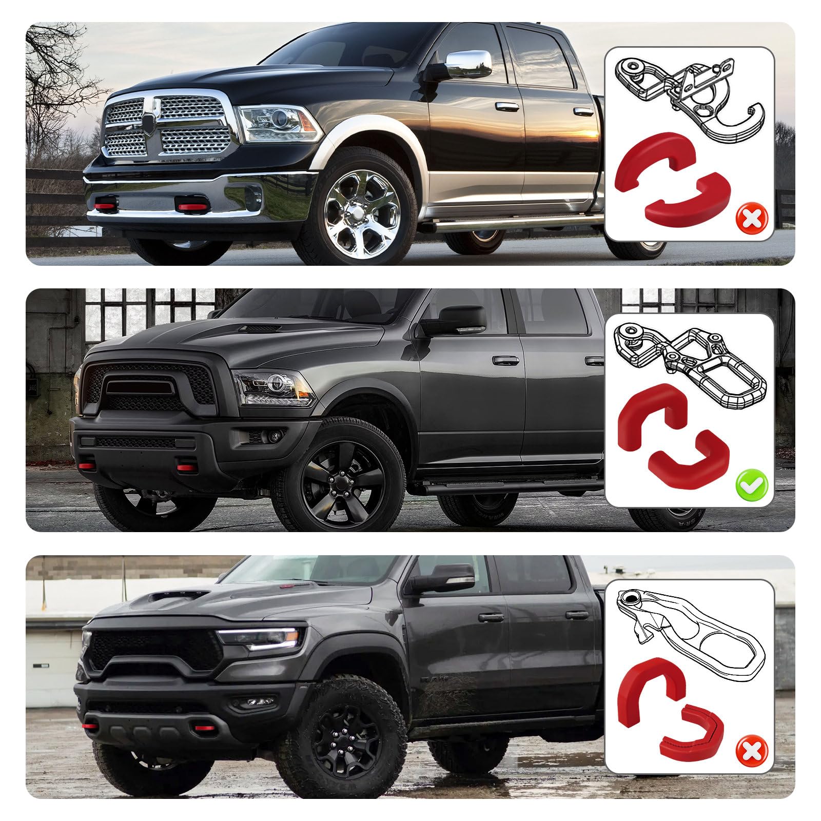 Tow Hook Covers Ram 1500 Accessories Red For RAM 1500 Classic (2009 ...