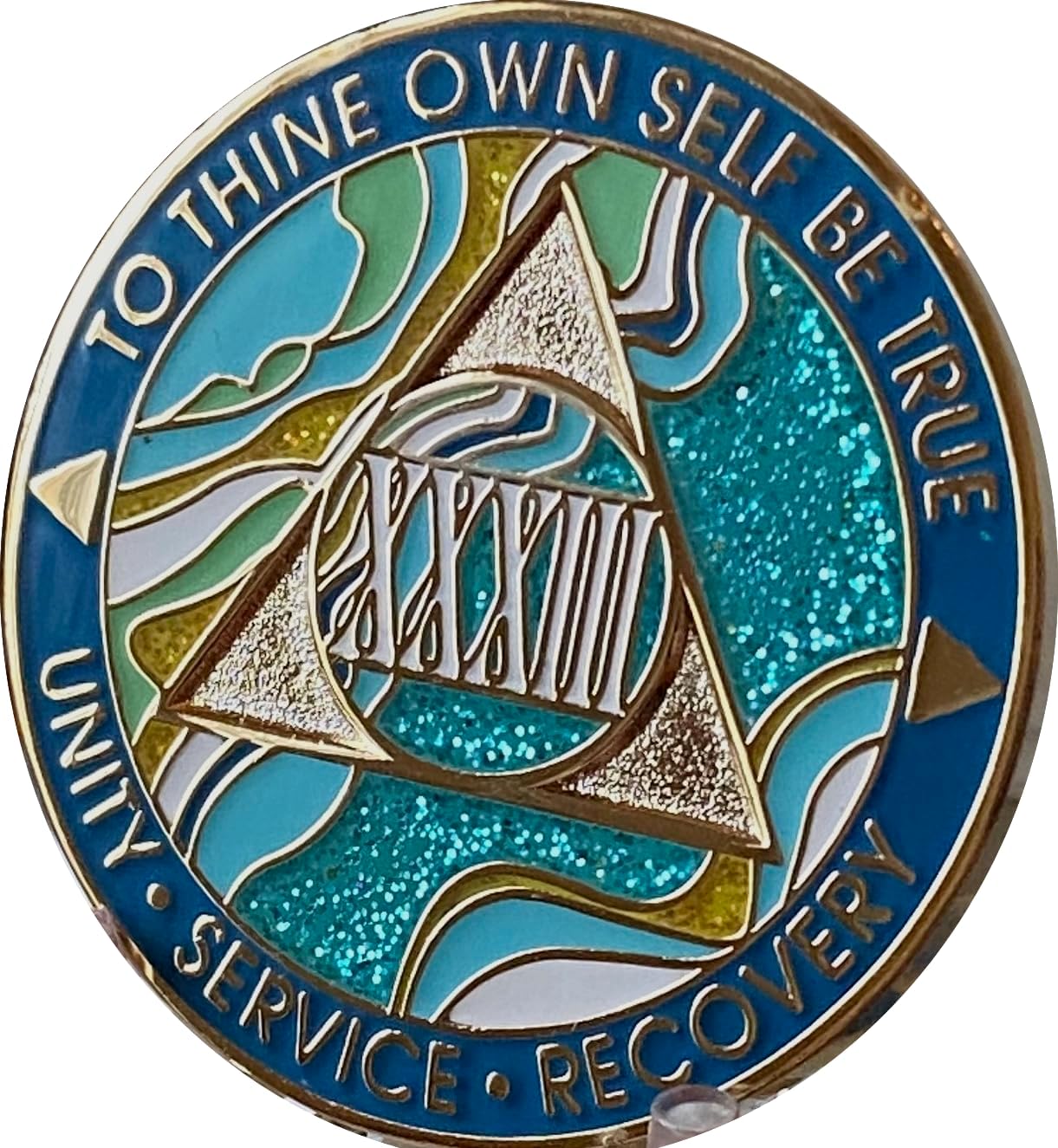 Amazon.com: 33 Year AA Medallion Elegant Marble Caribbean Aqua Glitter ...