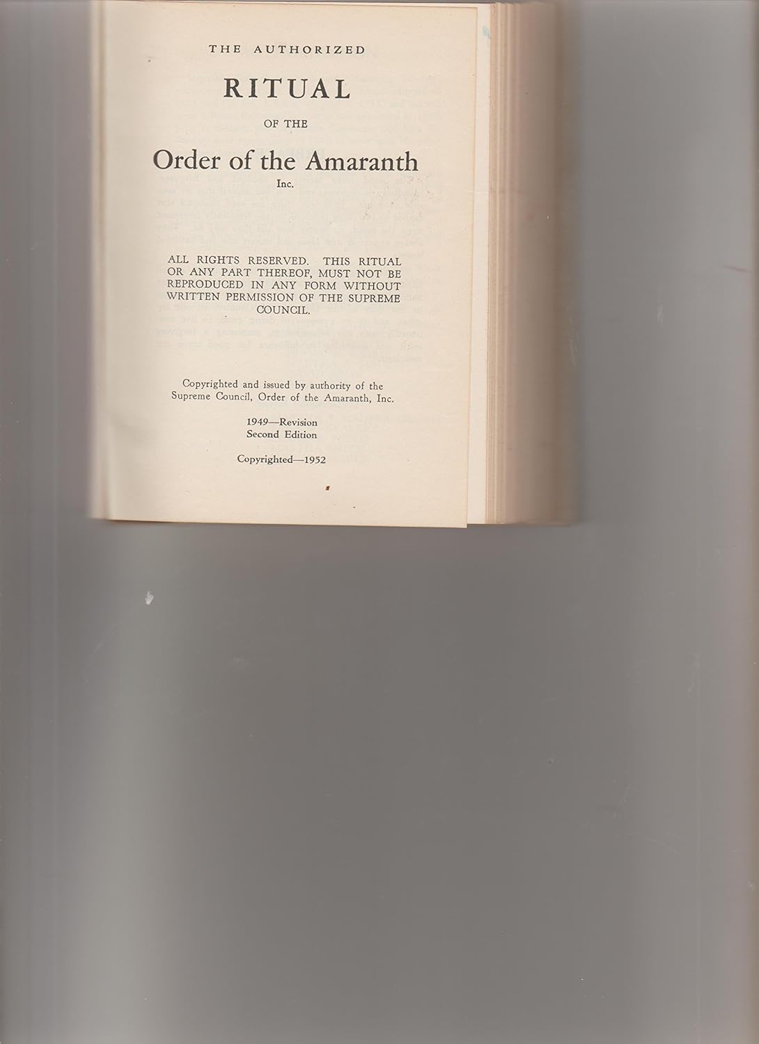 The Authorized Ritual of the Order of the Amaranth, Inc.: Supreme ...