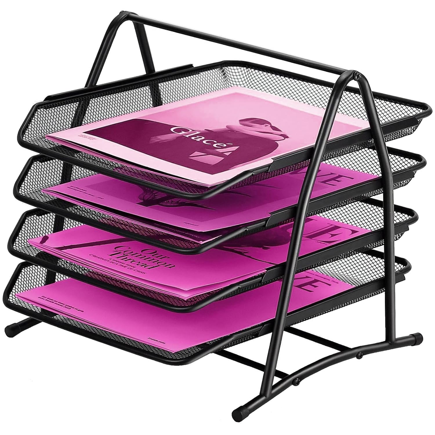 ideallife 4-Trays Document Tray, Desktop File Organizer with Paper ...