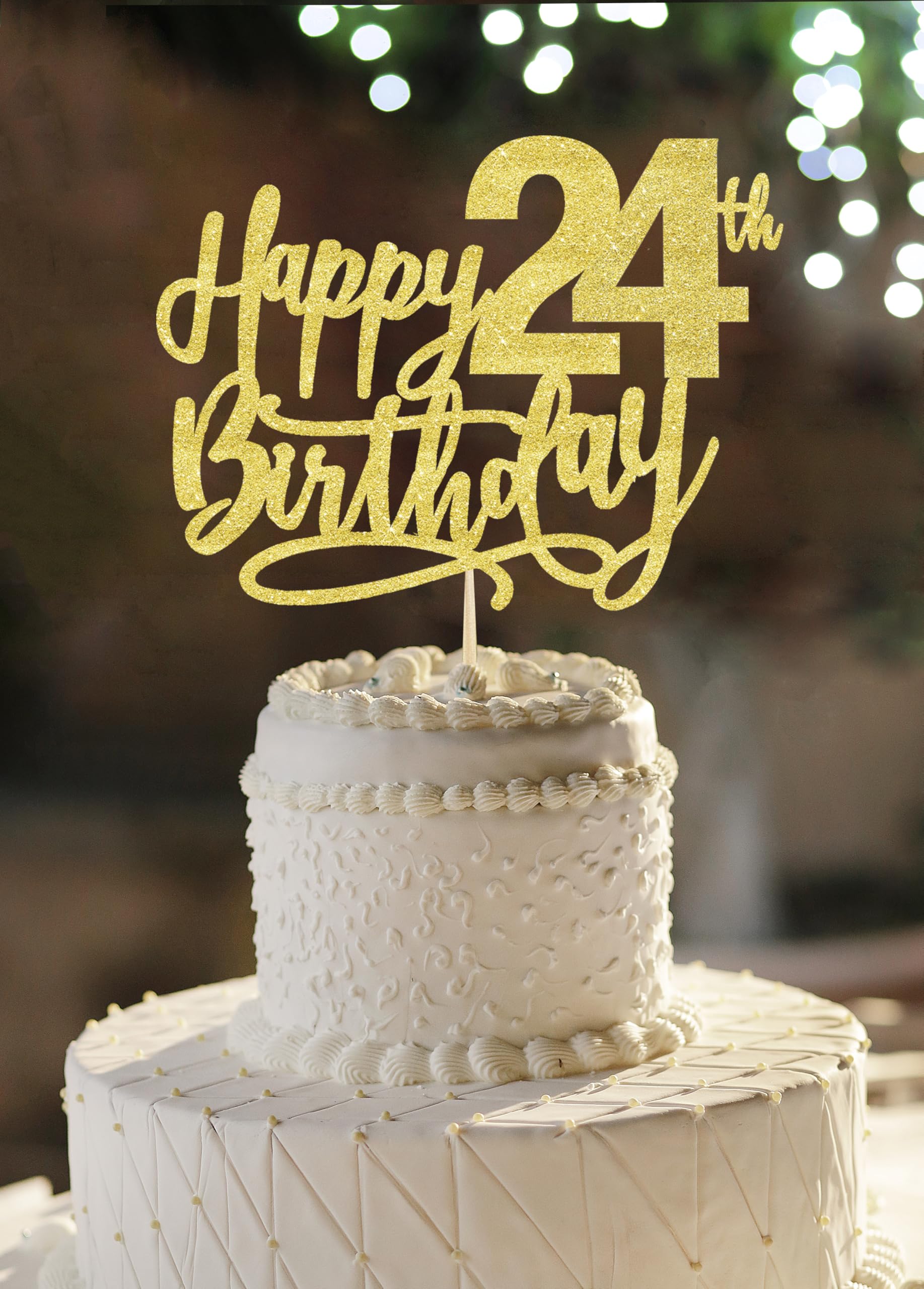 Snapklik.com : 24 Birthday Cake Toppers-Gold Glitter, Happy 24th Cake ...