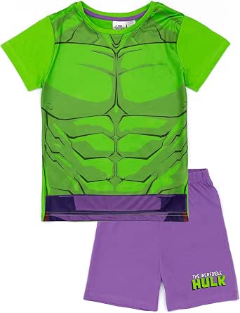 Amazon.com: Marvel Hulk - Conjunto de pijama para niños, camiseta verde ...