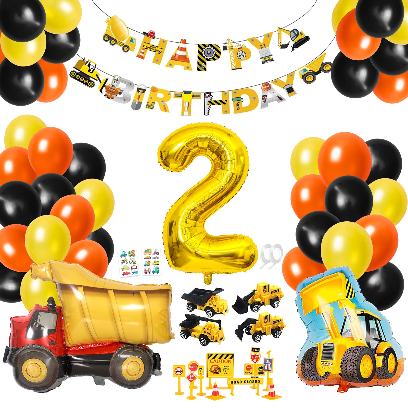 Buy Digger Party Decorations Digger Balloons, Large Number 2 Balloon ...