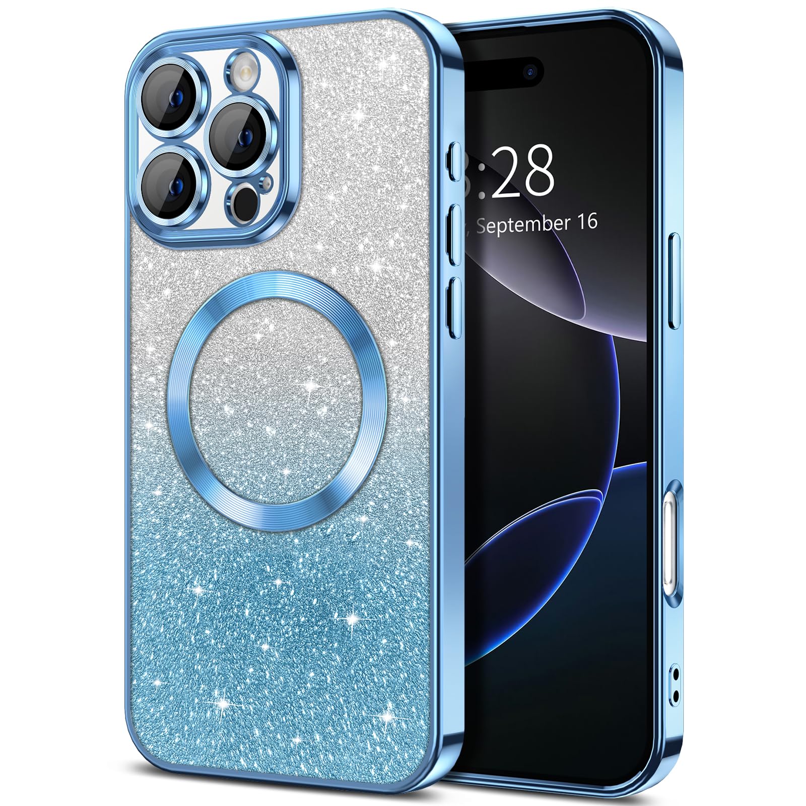 Amazon.com: Hython for iPhone 16 Pro Case Clear Magnetic Glitter Phone Cases [Compatible with ...