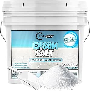 Amazon.com : Epsom Salt Bath Soak 30 lb Bucket – Unscented, Pure Epsom Salt Bulk Crystals ...