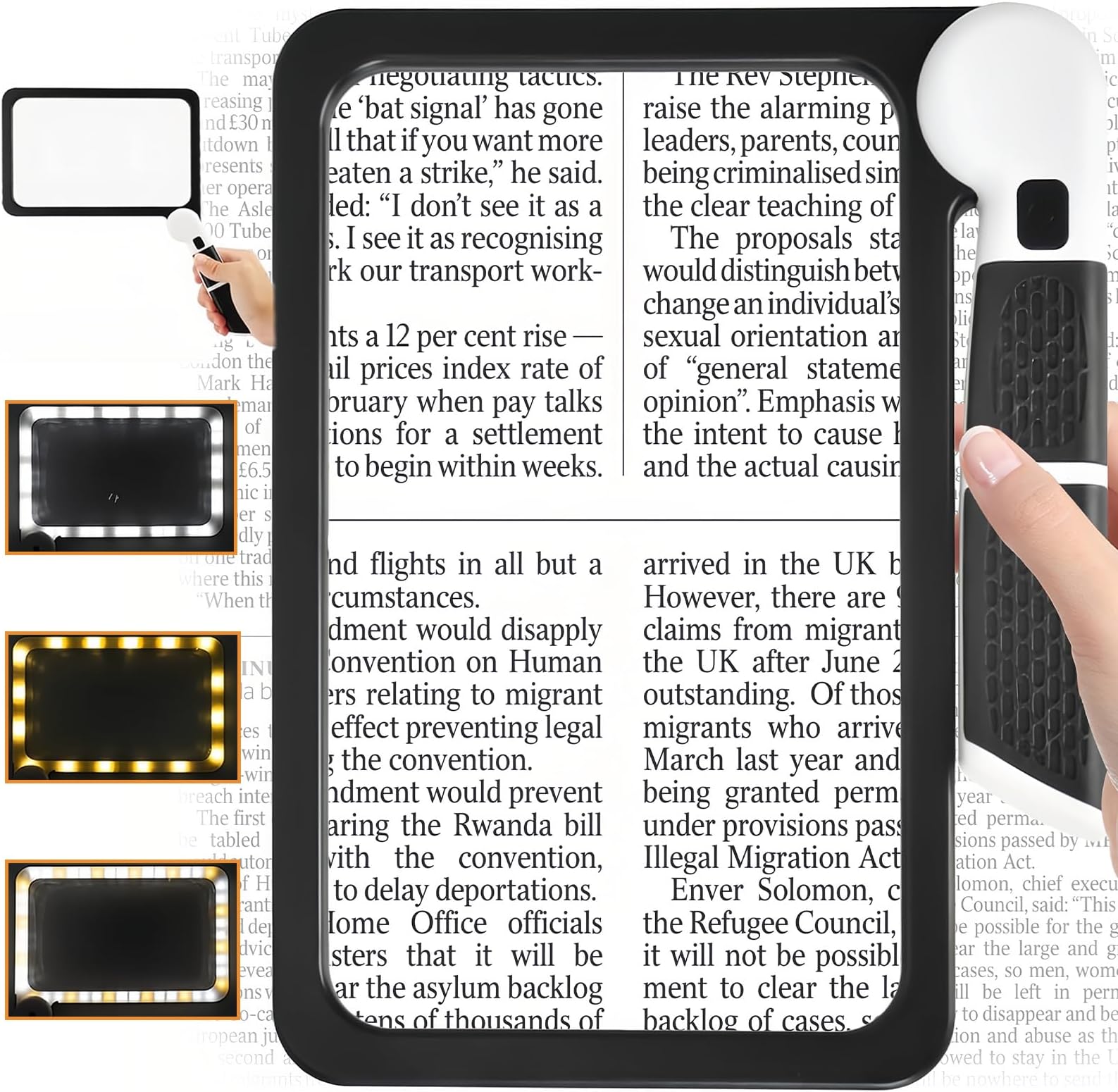 Magnifying Glass with Light- Page Magnifier for Reading 48 LEDs 3 Modes ...