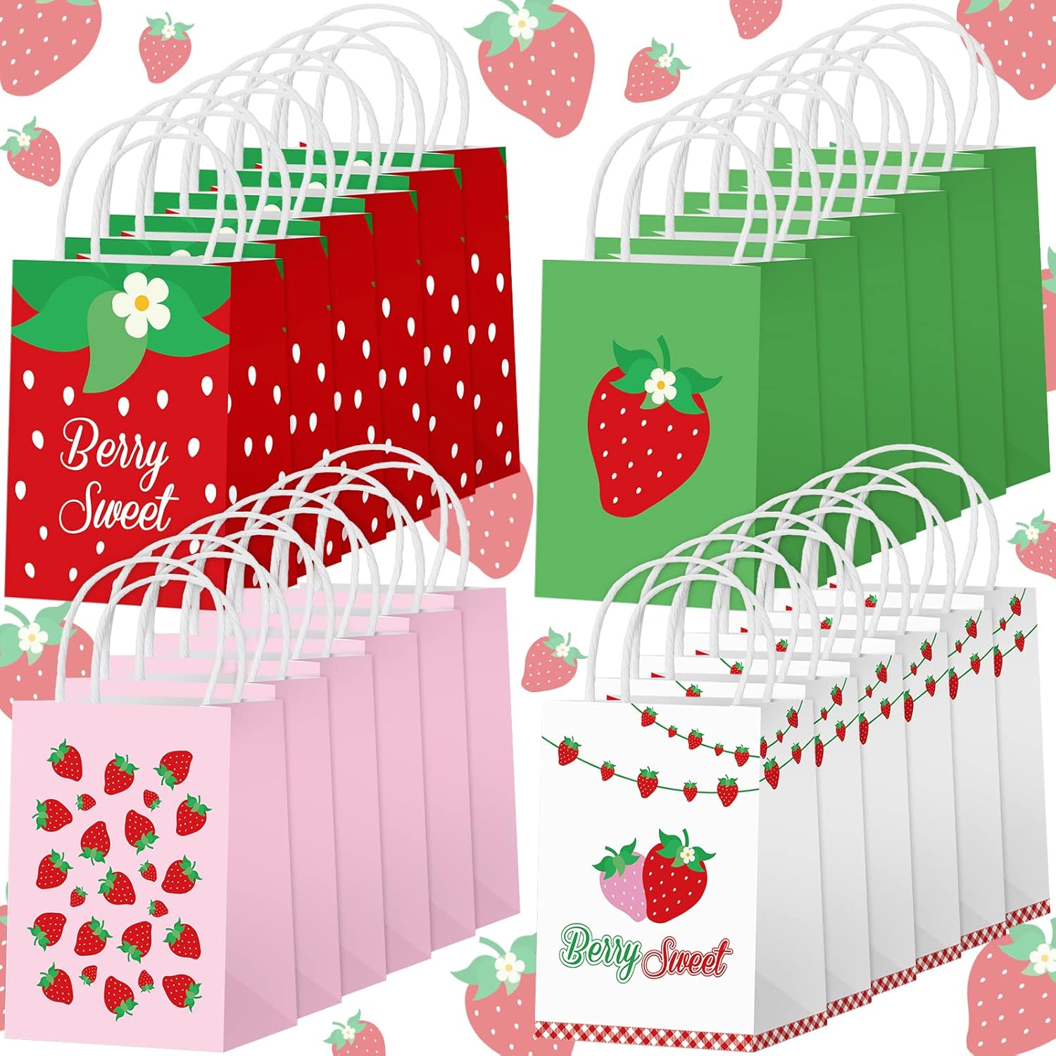 Amazon.com: Outus 24 Pcs Strawberry Party Favor Bags Summer Strawberry ...