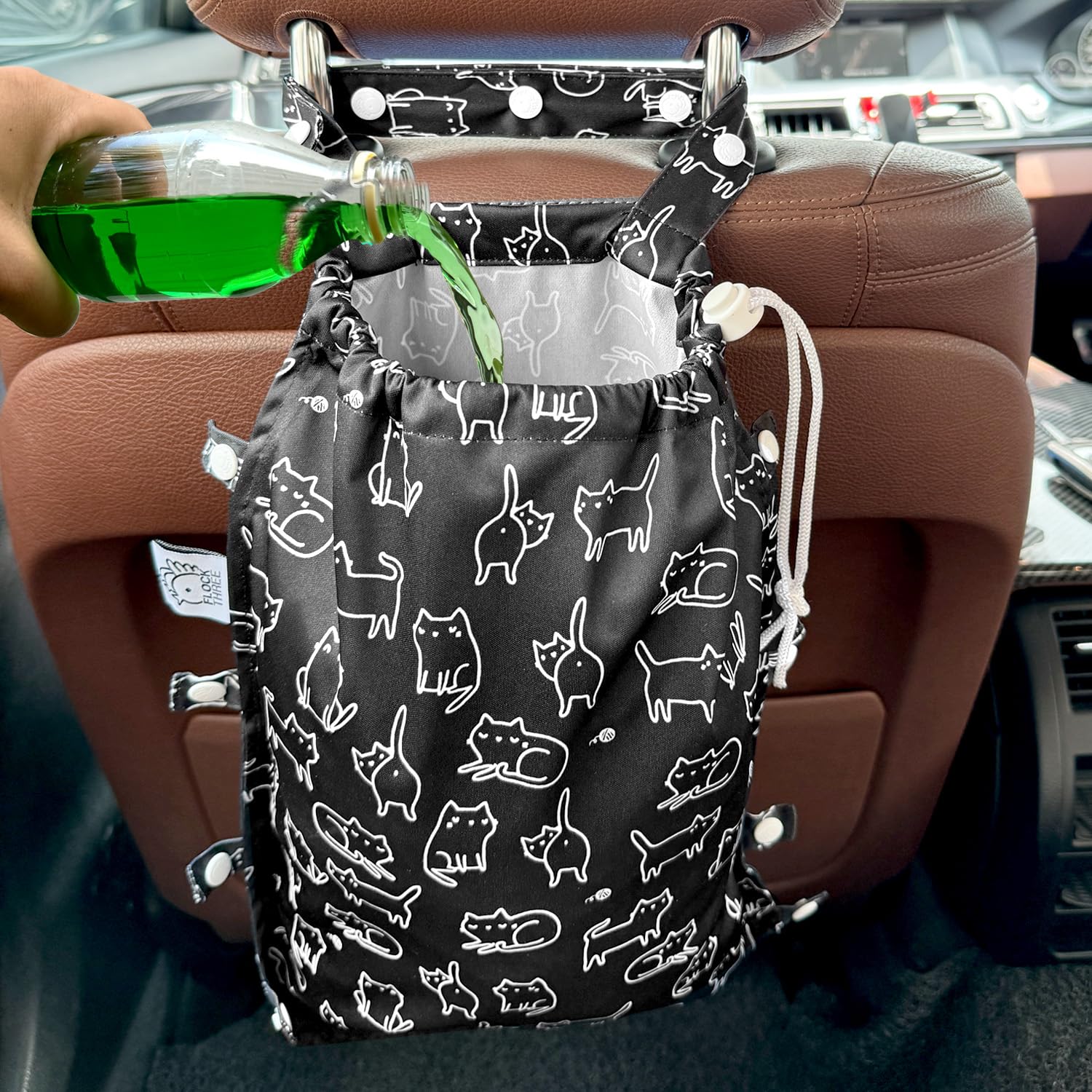 Amazon.com: FLOCK THREE Leak-Proof Waterproof Car Trash Bag Foldable ...