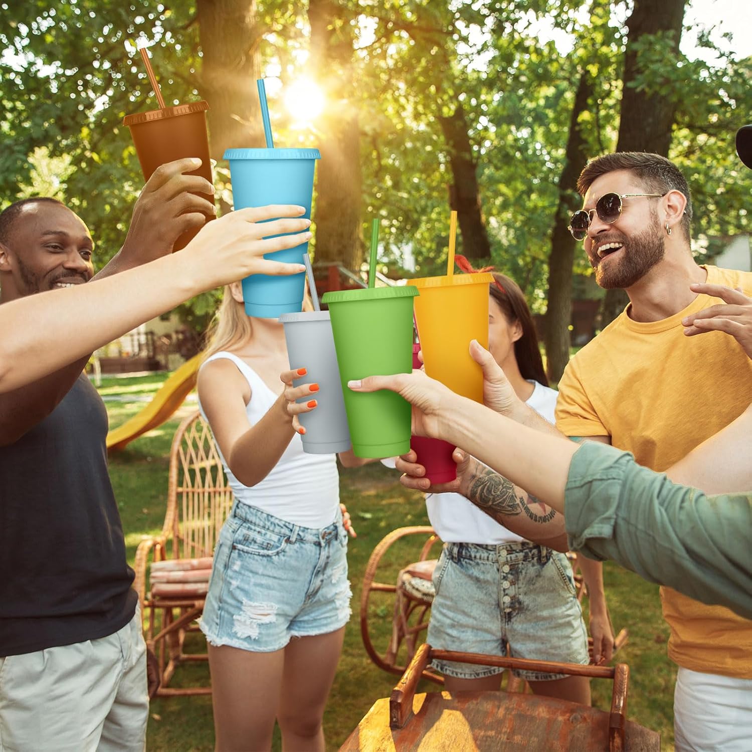 Paquete de 100 vasos con popote y tapa, botella de agua a granel, taza ...