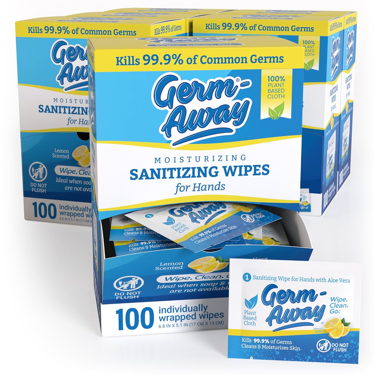 Amazon.com : Germ-Away Large Antibacterial Hand Wipes Individually ...