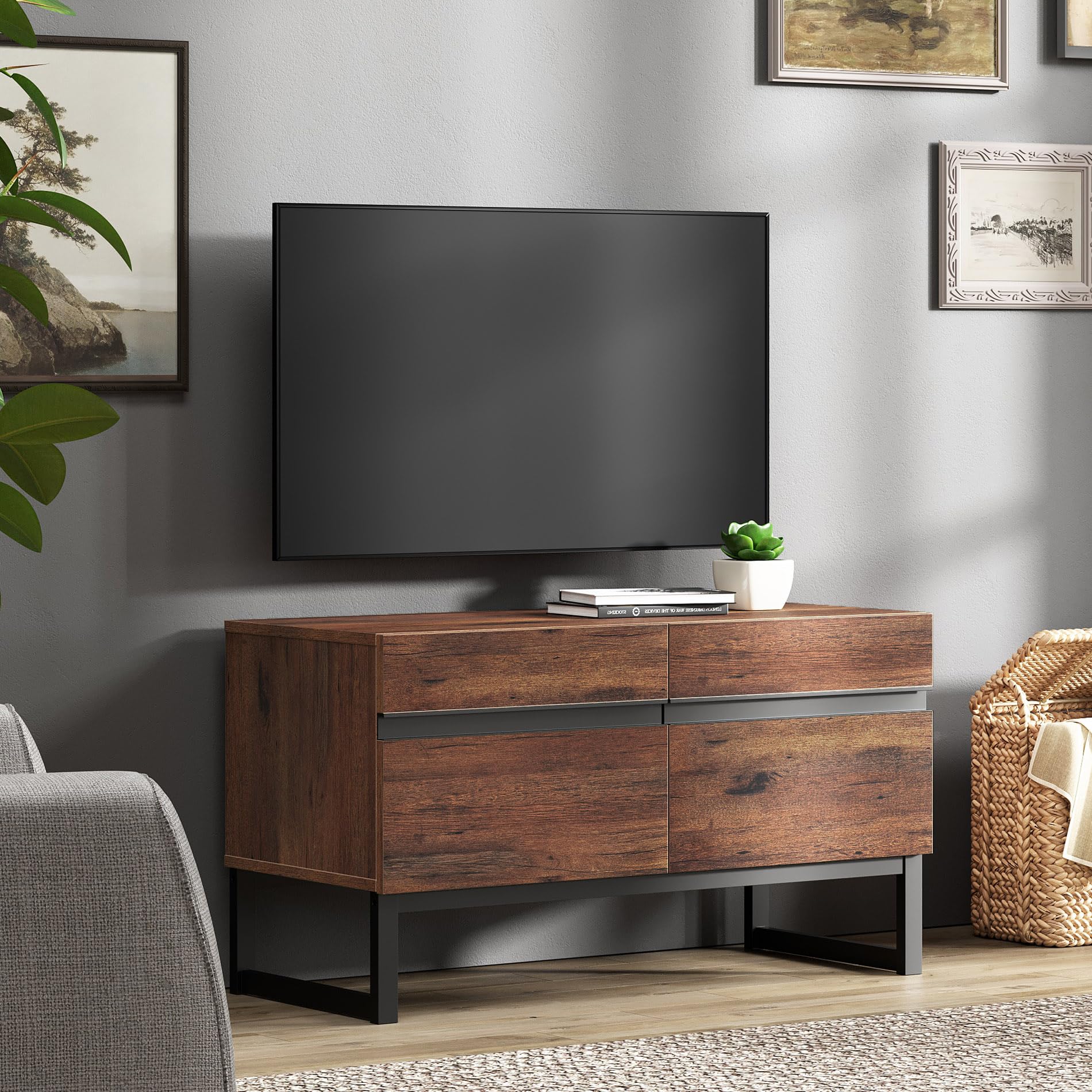 Amazon.com: WAMPAT Modern TV Stand for TVs up to 50 inch, Entertainment ...