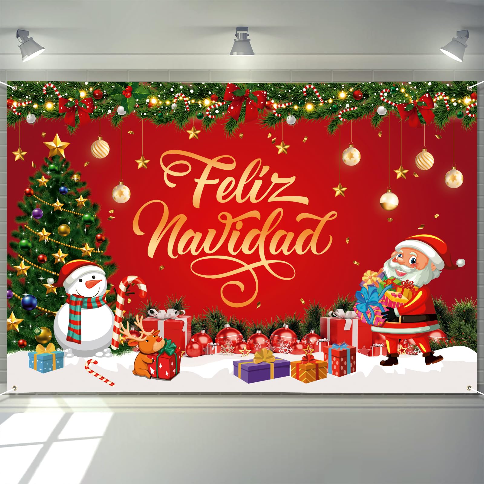 Amazon.com: Arosche Large Feliz Navidad Decorations Banner 72" x 48 ...
