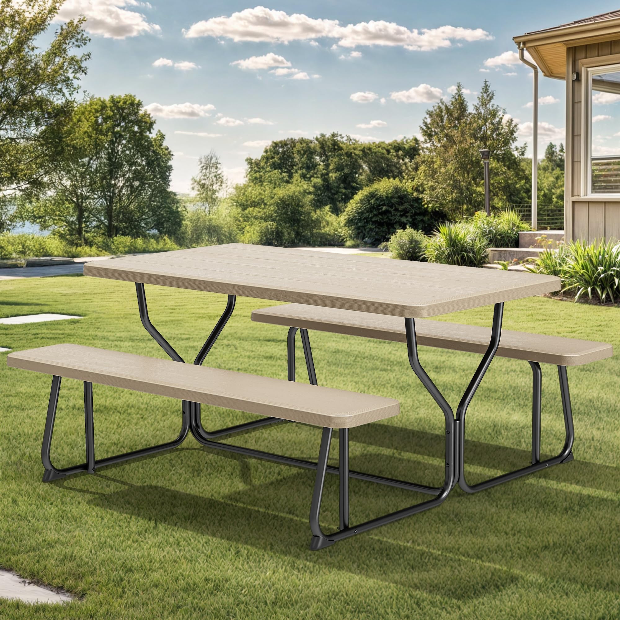 Amazon.com: YITAHOME Picnic Table Heavy Duty Outdoor Picnic Table and ...