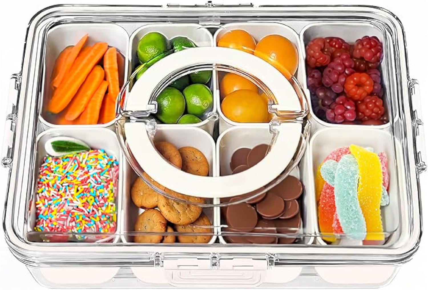 Amazon.com | Divided Serving Tray with Lid & Handle - Snackle Box ...