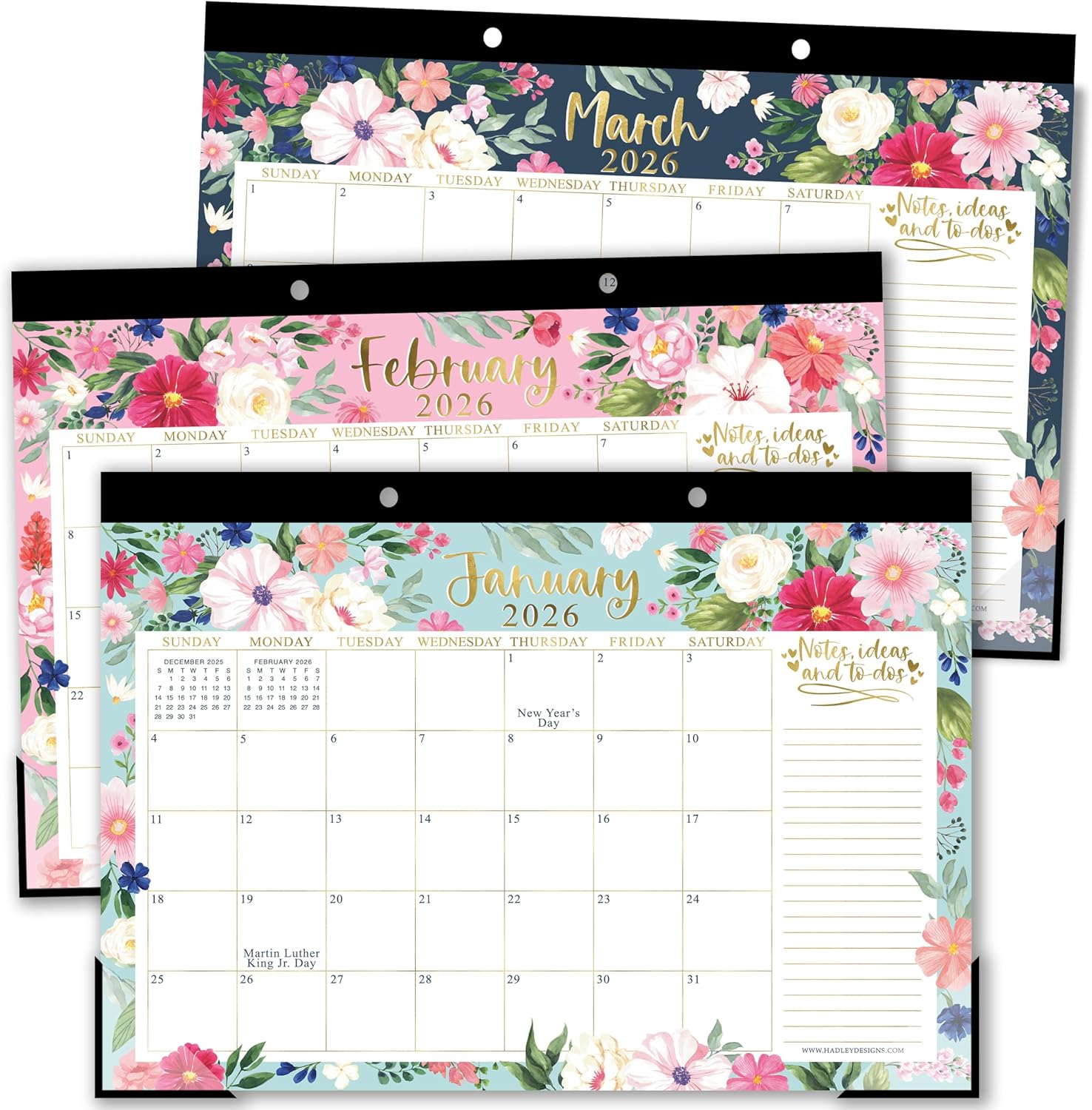 Hadley Designs Large Desk Calendar 2026-2027 - Desktop Calendar 2026 ...