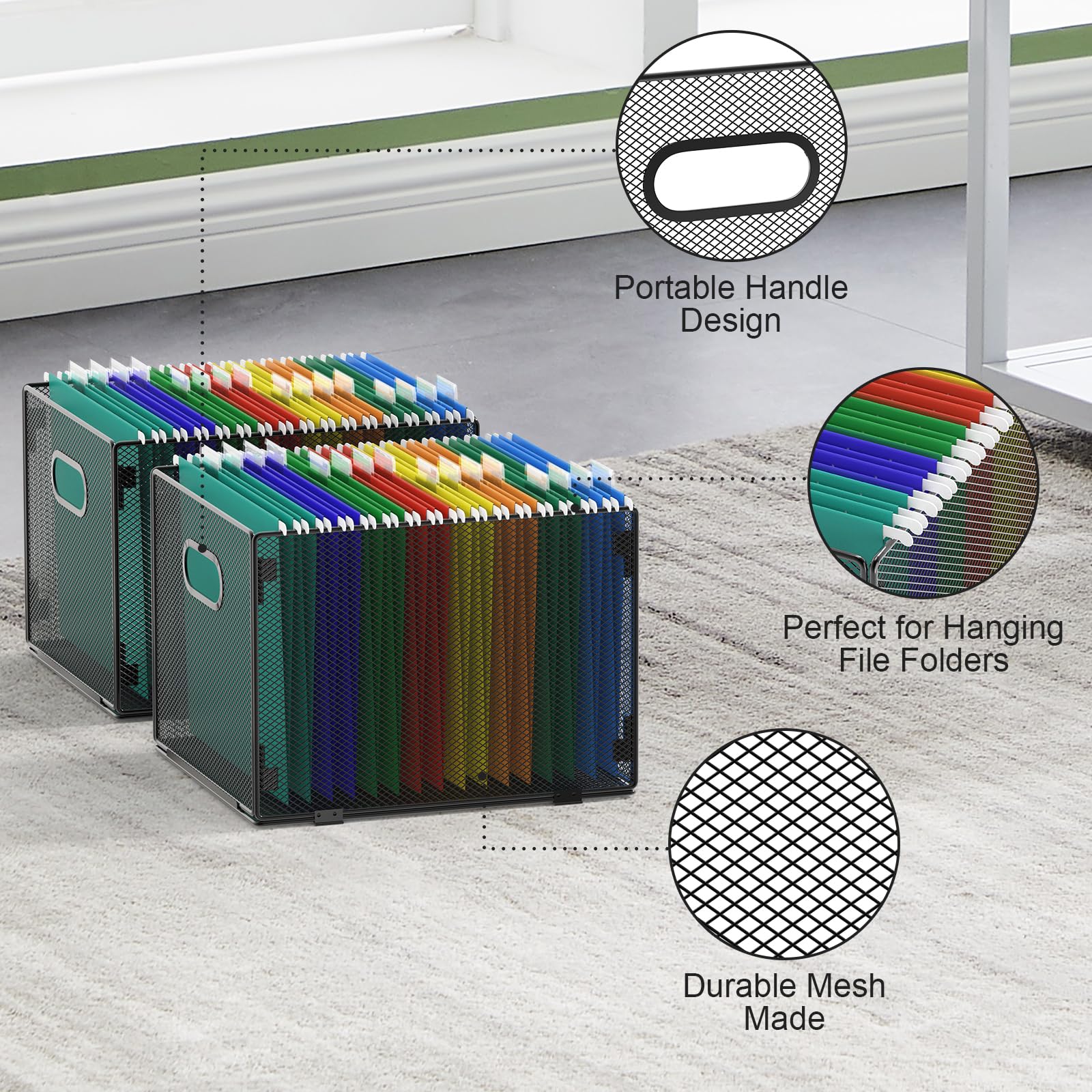 Snapklik.com : Samstar 2 Pack Hanging File Organizer, Mesh File Folder ...