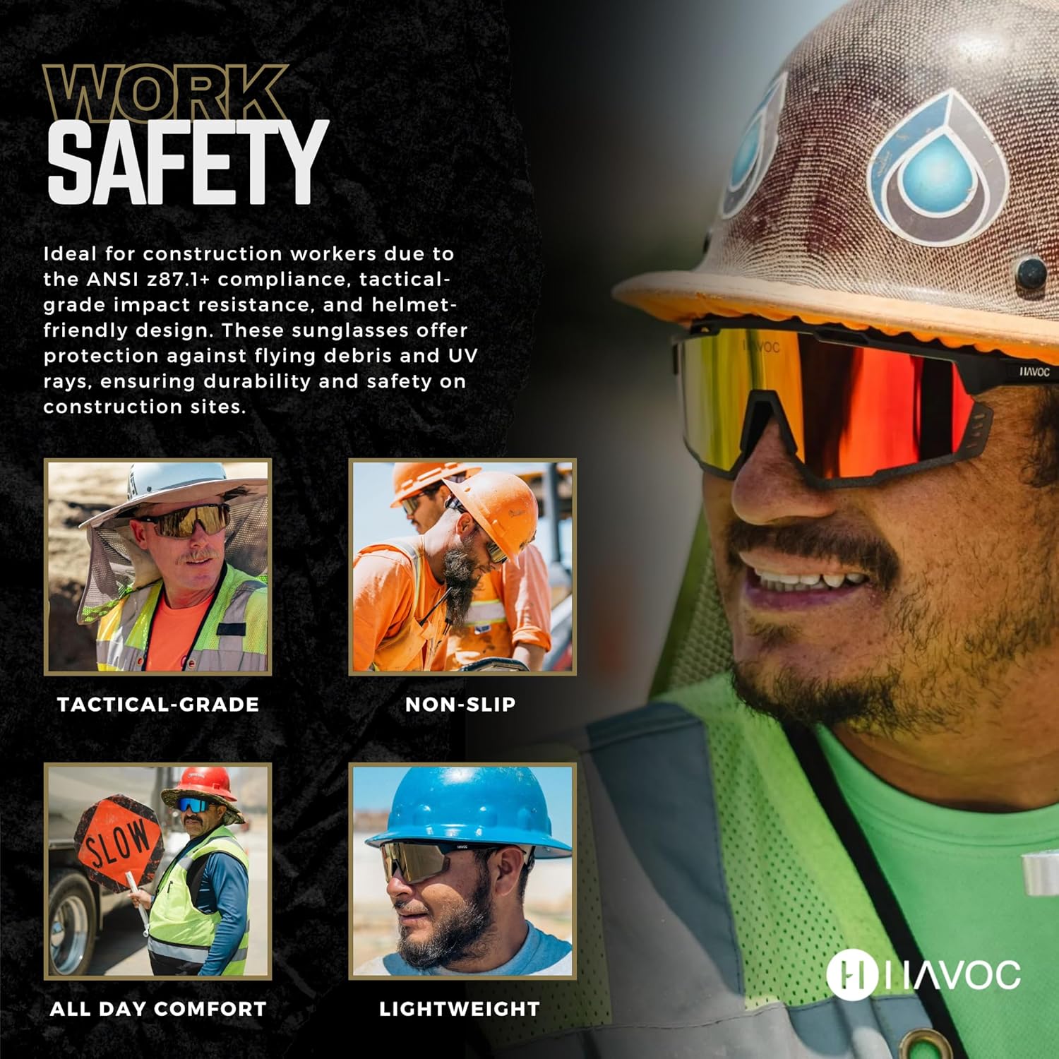 Havoc Racing Reaper – Gafas de sol de seguridad Z87+, protección UV400 ...