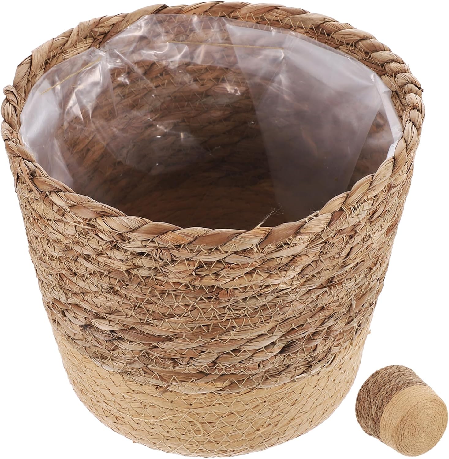 HOMSFOU Woven Flower Pot Decor Storage Basket Multi-purpose Basket ...