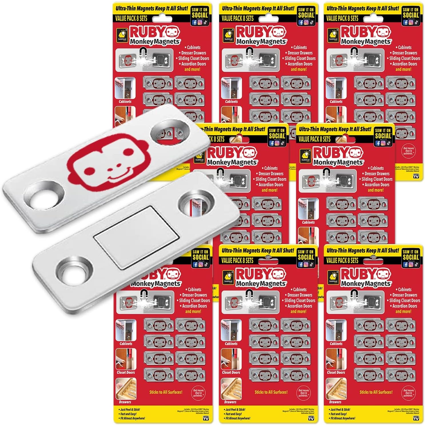 Amazon.com: RUBY Monkey Magnets AS-SEEN-ON-TV, Ultra-Thin Magnetic ...