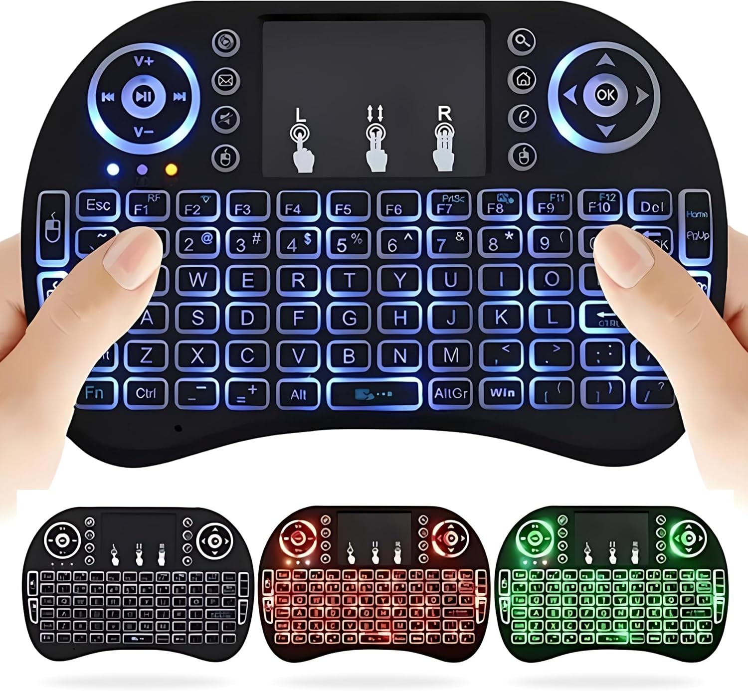 Amazon.com: Wireless Mini Keyboard Remote Control Touchpad Mouse Combo Controller with RGB ...