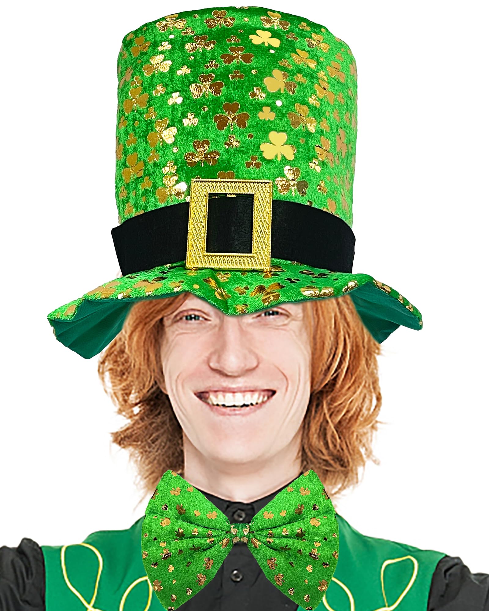 Snapklik.com : St. Patricks Day Shamrock Top Hat And Bow Tie Set Green ...