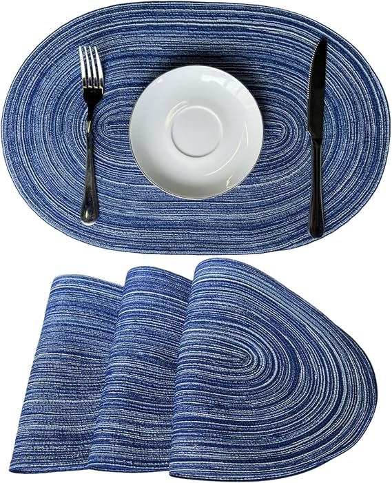 Amazon.com: WAZAIGUR Oval Placemats Cotton and Vinyl Woven Cute Heat ...