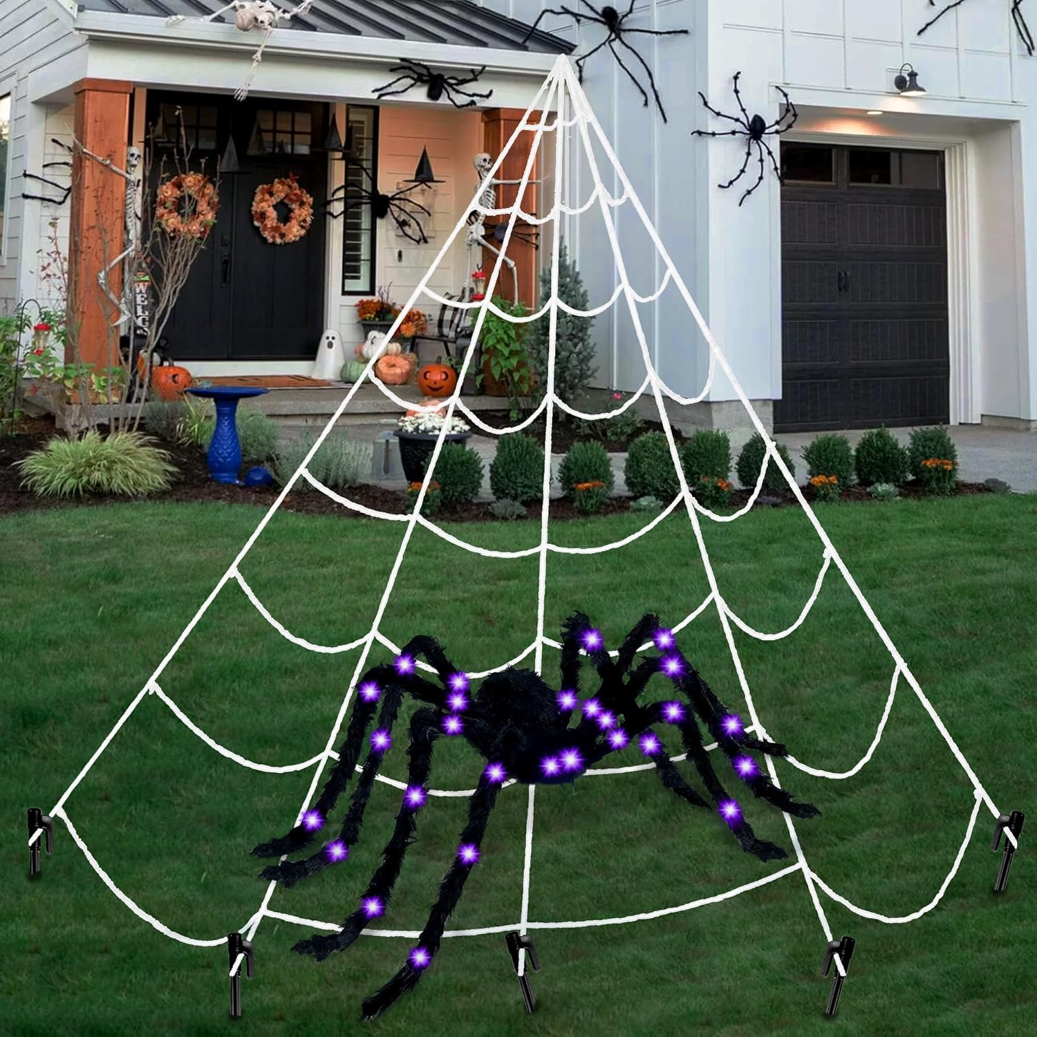 Amazon.com: KatchOn, 200" Halloween Spider Web Triangular - Halloween ...