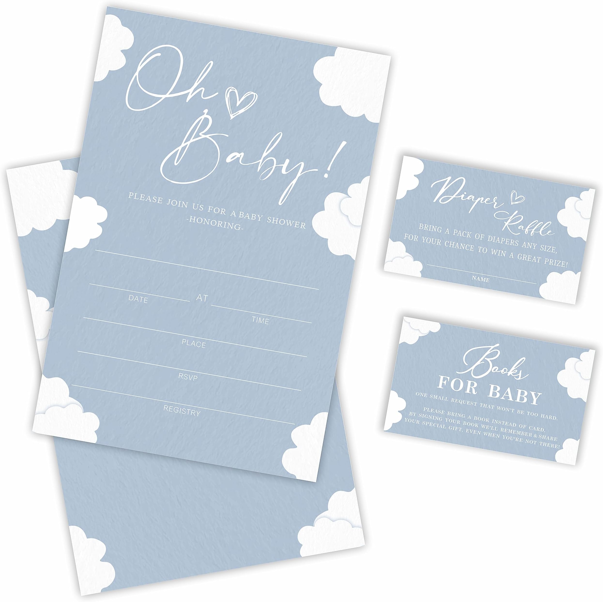Amazon.com: Baby Shower Invitation Set, Oh Baby! Blue Sky & Clouds ...