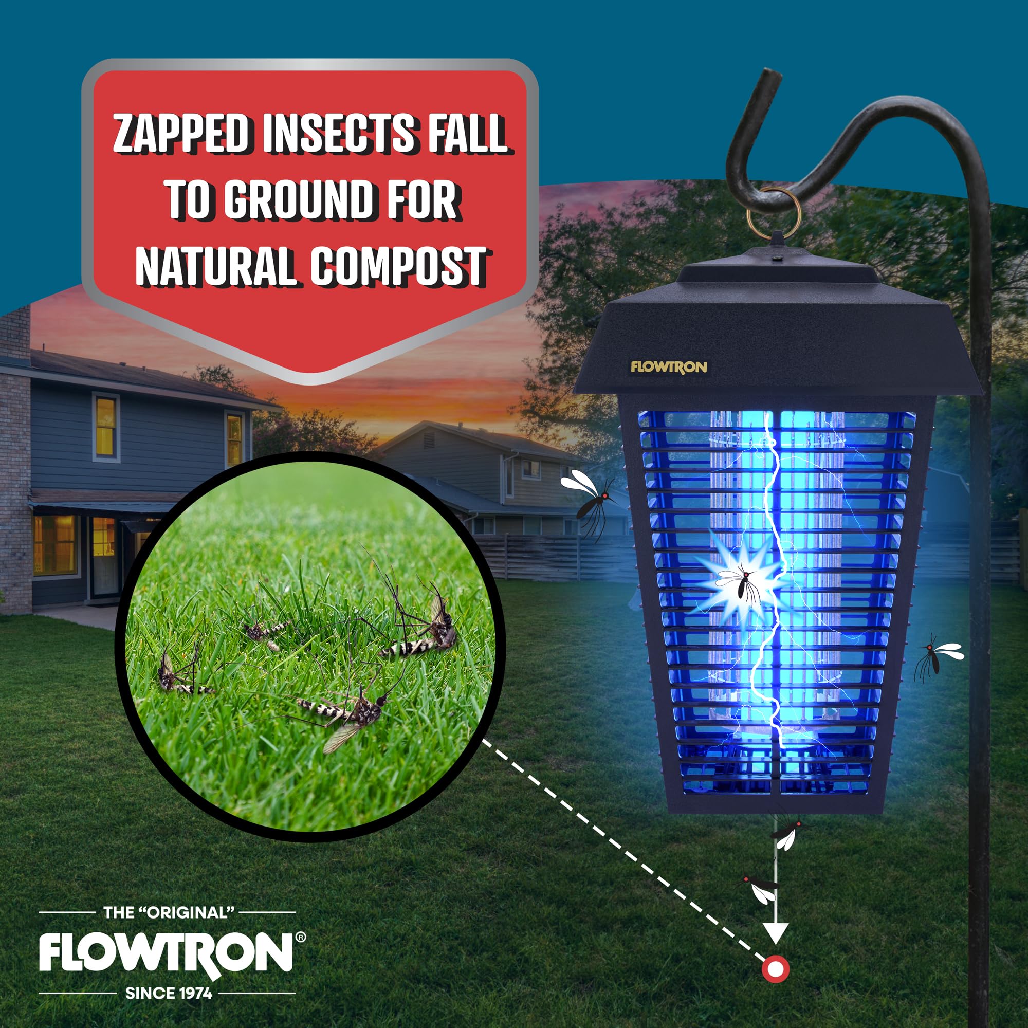 Flowtron Bug Zapper, 1-1/2 Acre of Outdoor Coverage with Powerful 80W ...