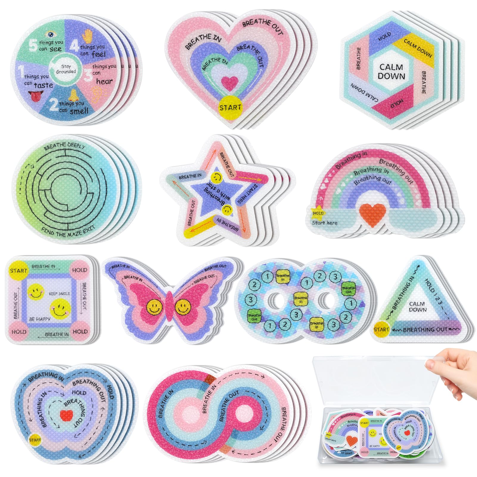 Amazon.com: 48 Pieces Anxiety Sensory Stickers - Anxiety Textured ...