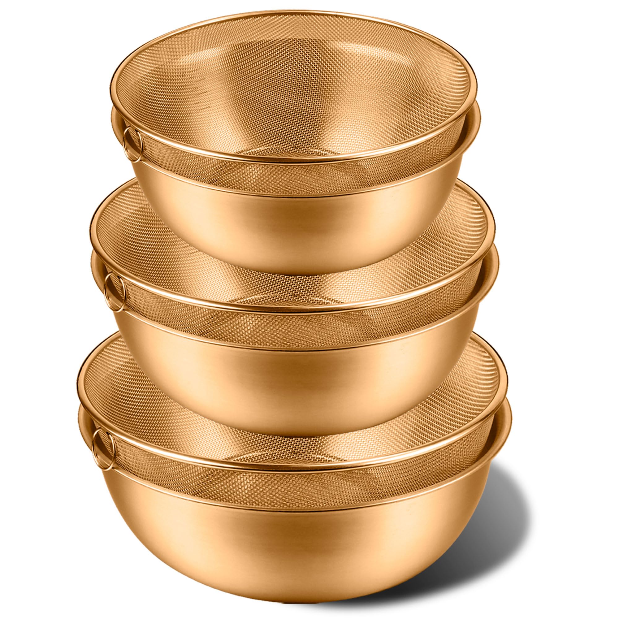 6 pcs Stainless Steel Colander Set with 1.2Qt 2Qt and 3Qt Capacity ...