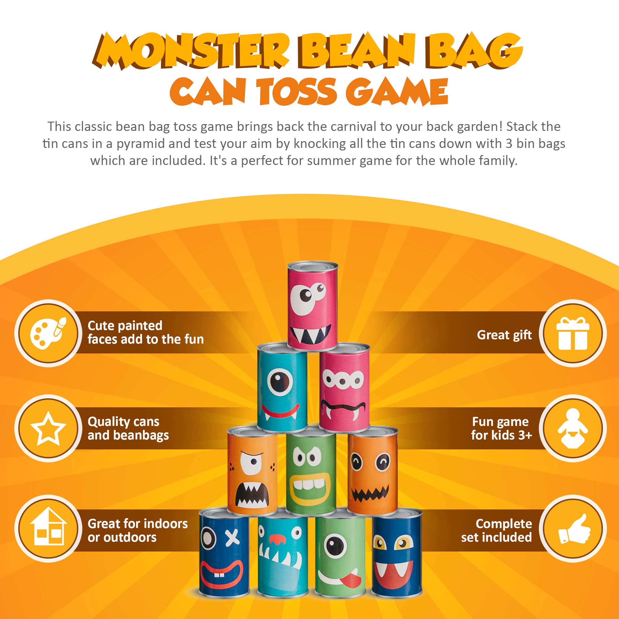 Buy FiNeWaY Hit The Can Carnival Bean Bag Can Toss Game Set Circus ...