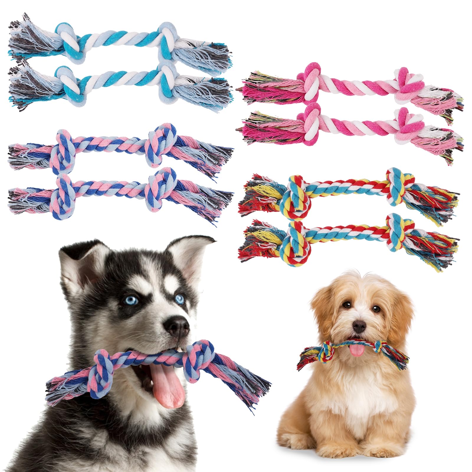 Pet Supplies : 8 Packs Puppy Rope Knot Dog Toy Dog Chew Toys Rope Dog ...