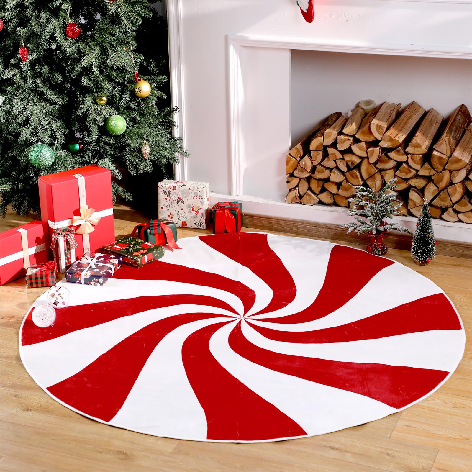 Amazon.com: Moucuny Christmas Round Rug Large Christmas Area Rug ...