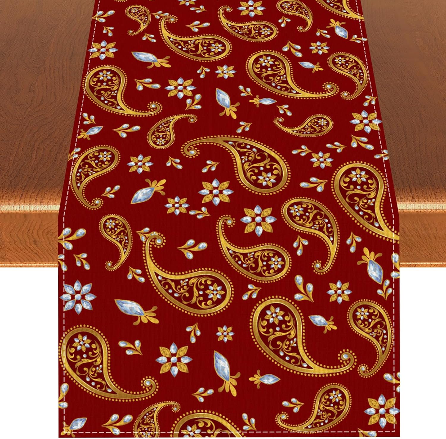 Amazon.com: Linen Diwali Table Runner Happy Diwali Tablecloth Indian ...