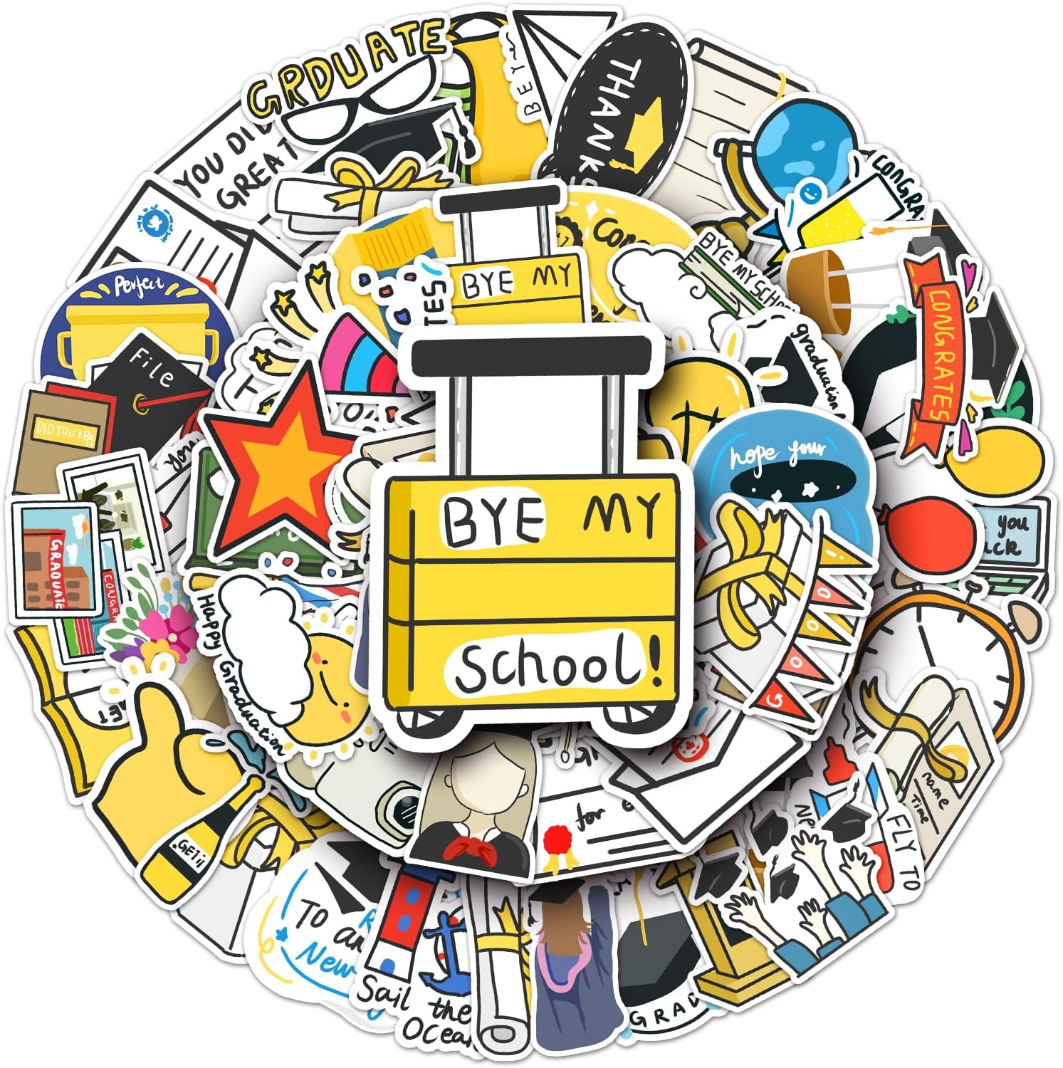 Amazon.com: Graduation Stickers - 50 PCS College Decal,Creative Pattern ...