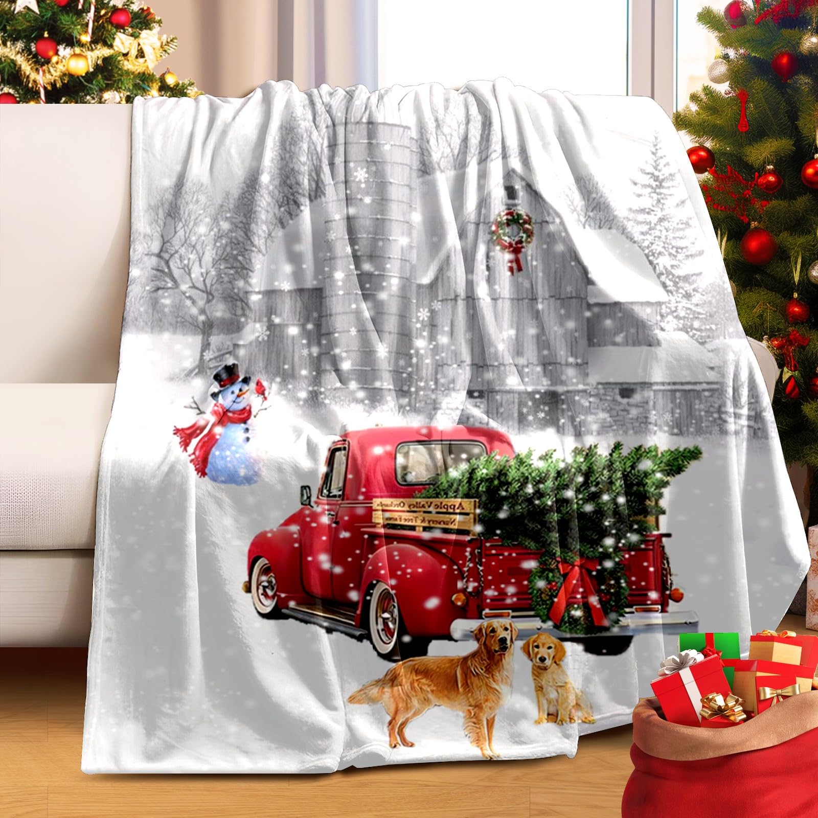 Amazon.com: Christmas Winter Country Snow Throw Blanket Lightweight ...