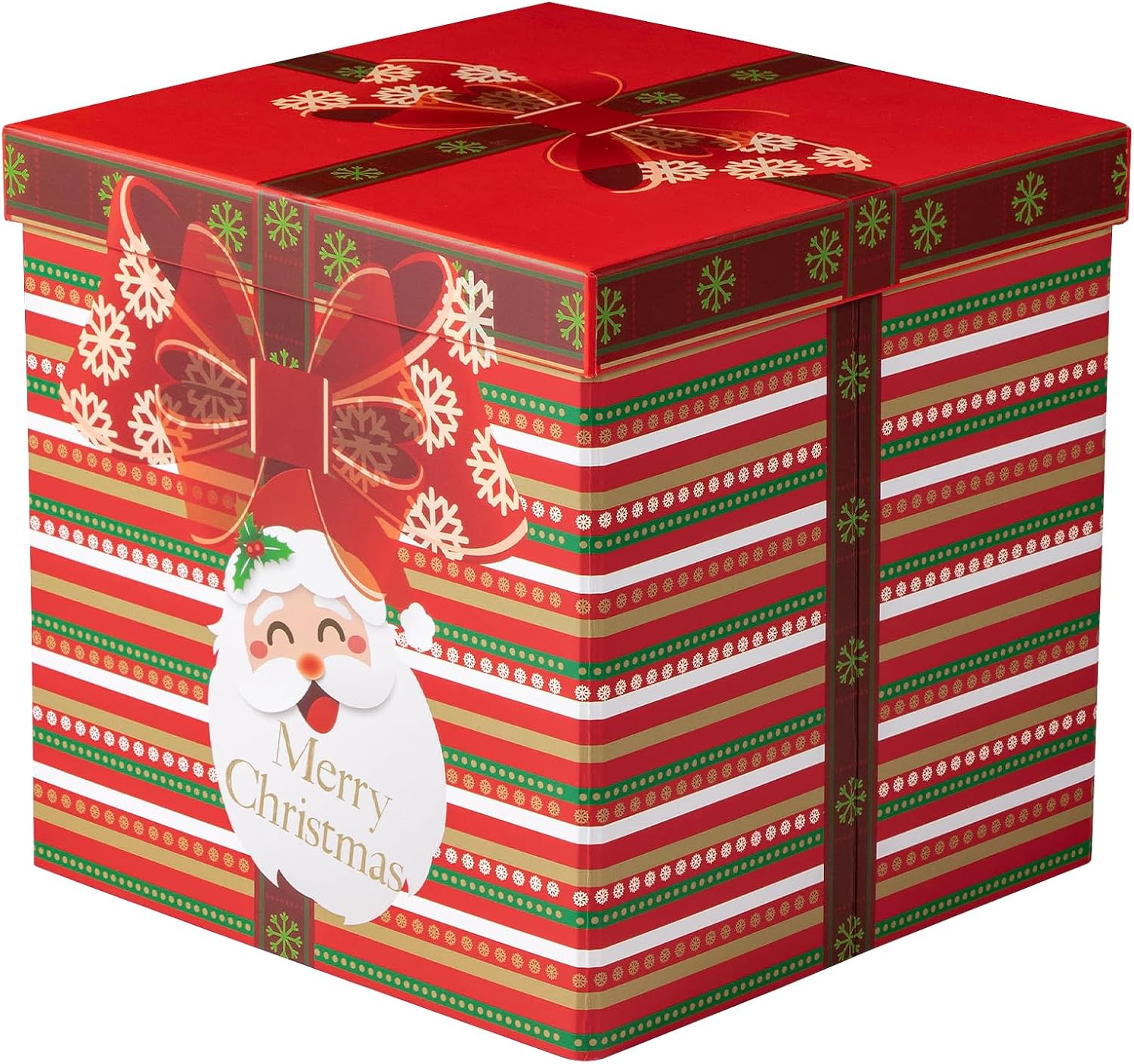 RUSPEPA Christmas Gift Box with Lid, Santa Claus and Red Bow Design ...