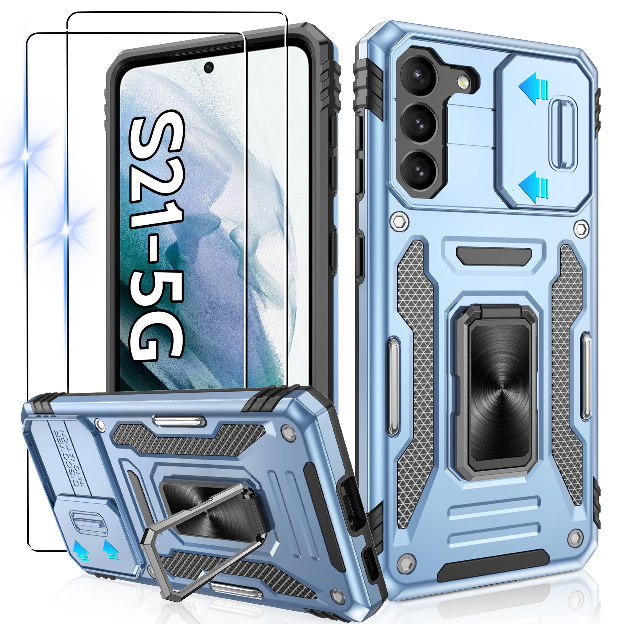 Amazon.com: Gritup for Galaxy-S21-Case with Slide Camera Cover + [HD Screen Protector×2], 360 ...
