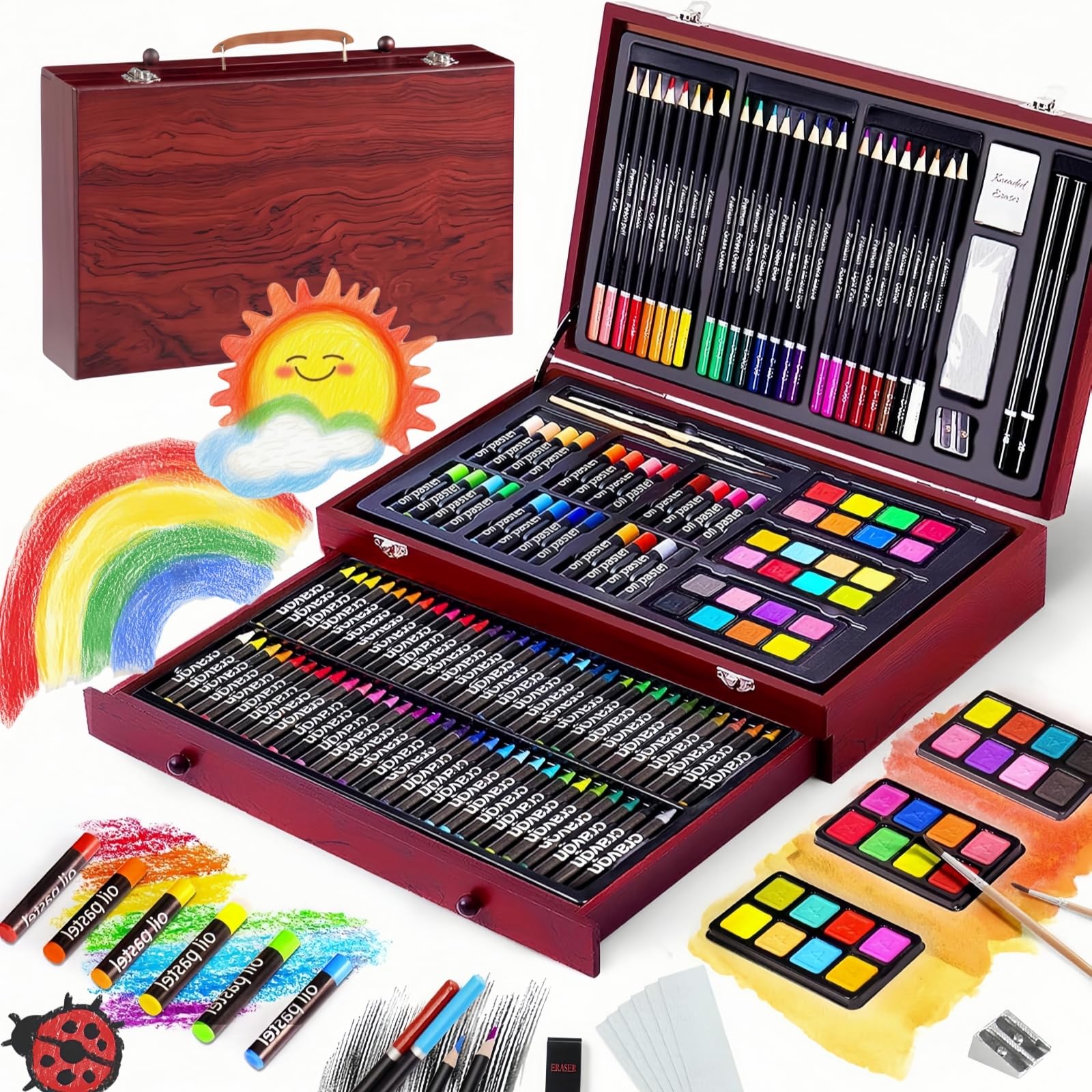 QIKKOP 140PCS Kit de Dibujo, Set de Arte para Niñas, Juego de Pintura ...