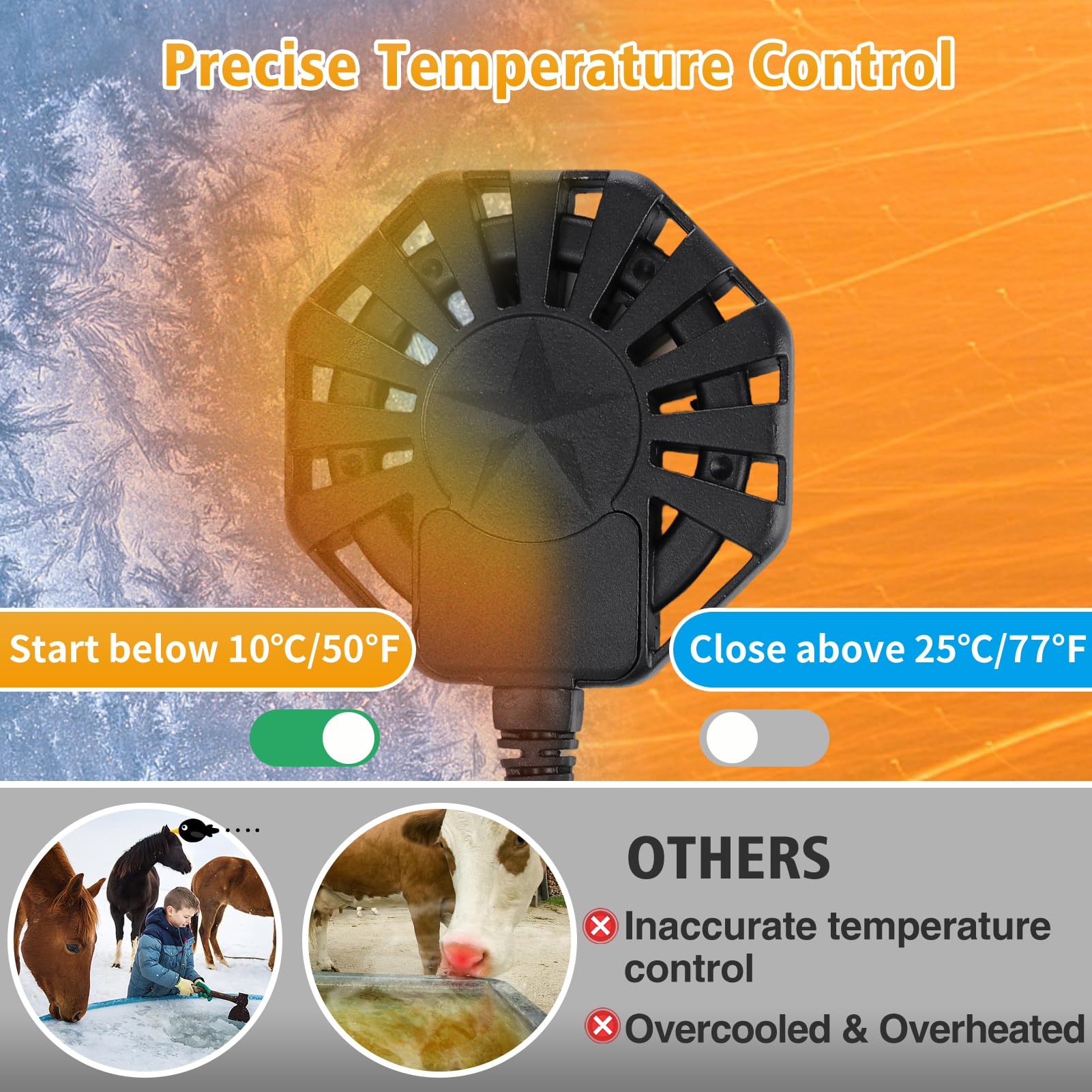 Snapklik.com : Horse Water Heater - 500W De-icer For 50 Gallon Cows ...