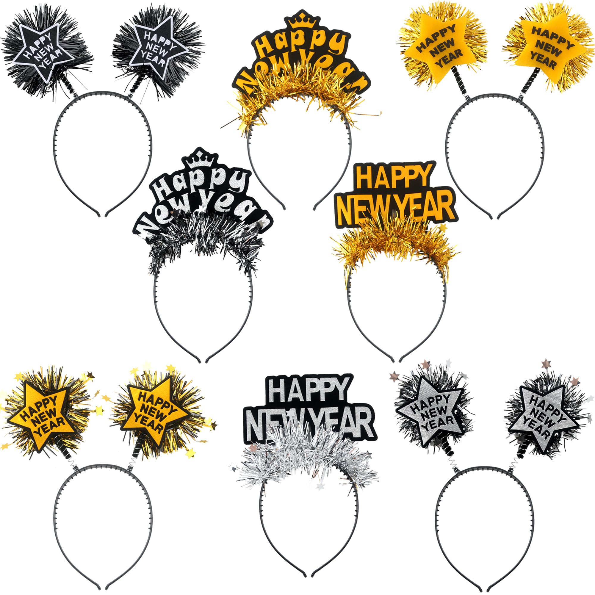 Amazon.com: Sonarun 8 Pieces Happy New Year Headband with Banners Star ...