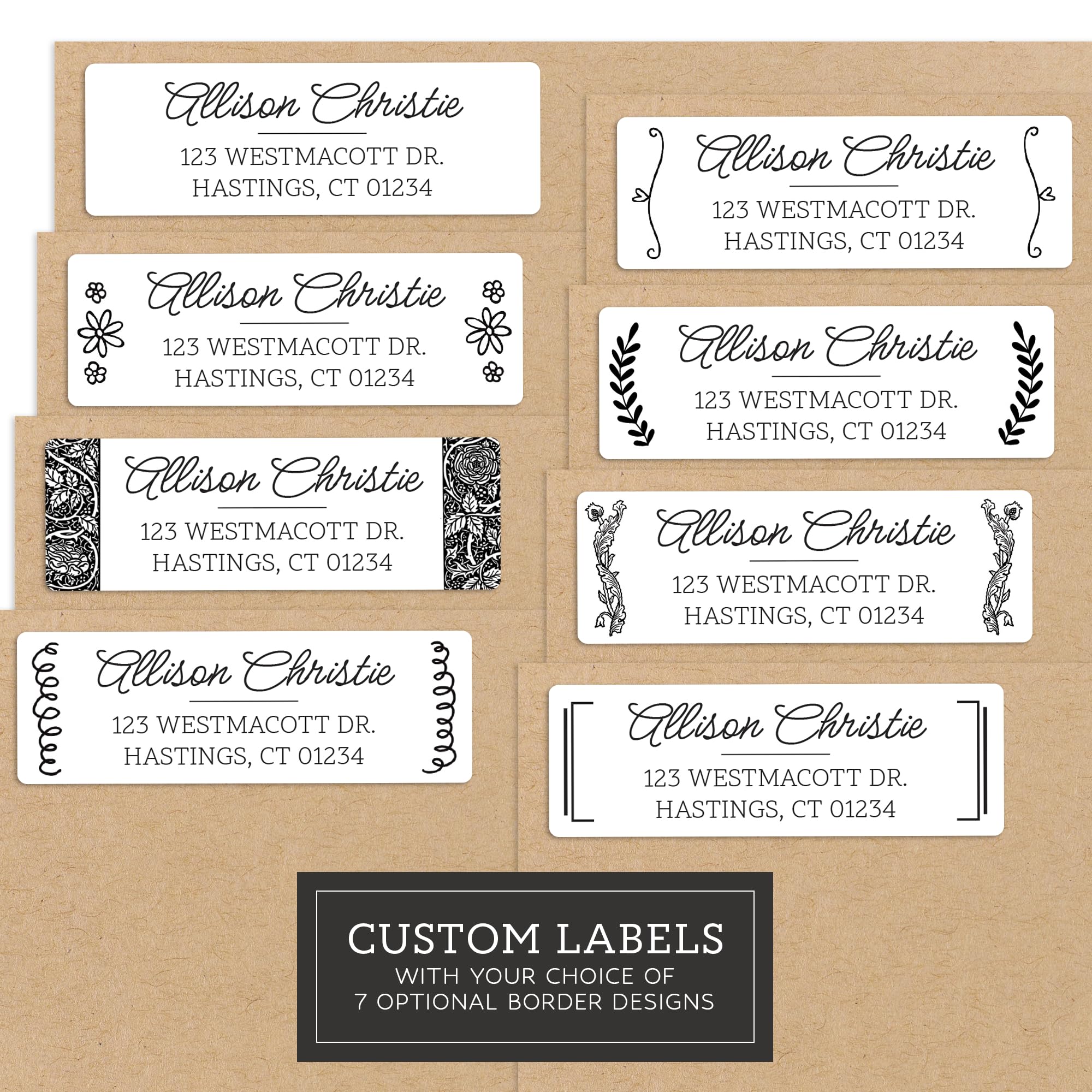 Amazon.com : Personalized Return Address Labels - Black & White Styles ...