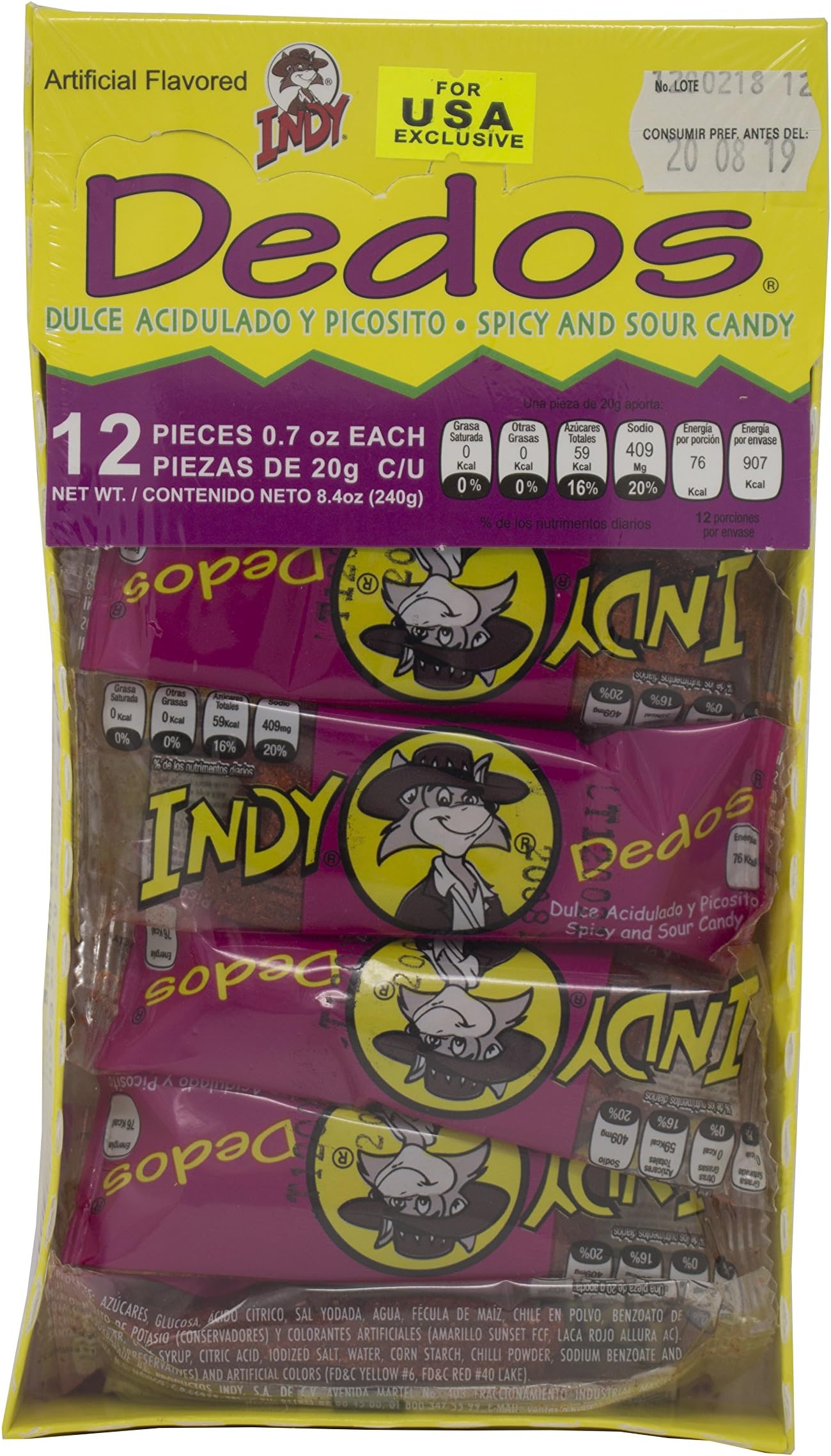 Amazon.com : Indy Dedos Spicy and Sour Mexican Candy, 8.4 oz., 12 Count ...