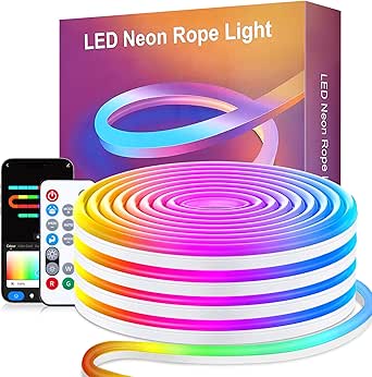 Amazon.com: Neon Rope Light, 16.4ft Smart RGB+IC LED Strip Lights with ...