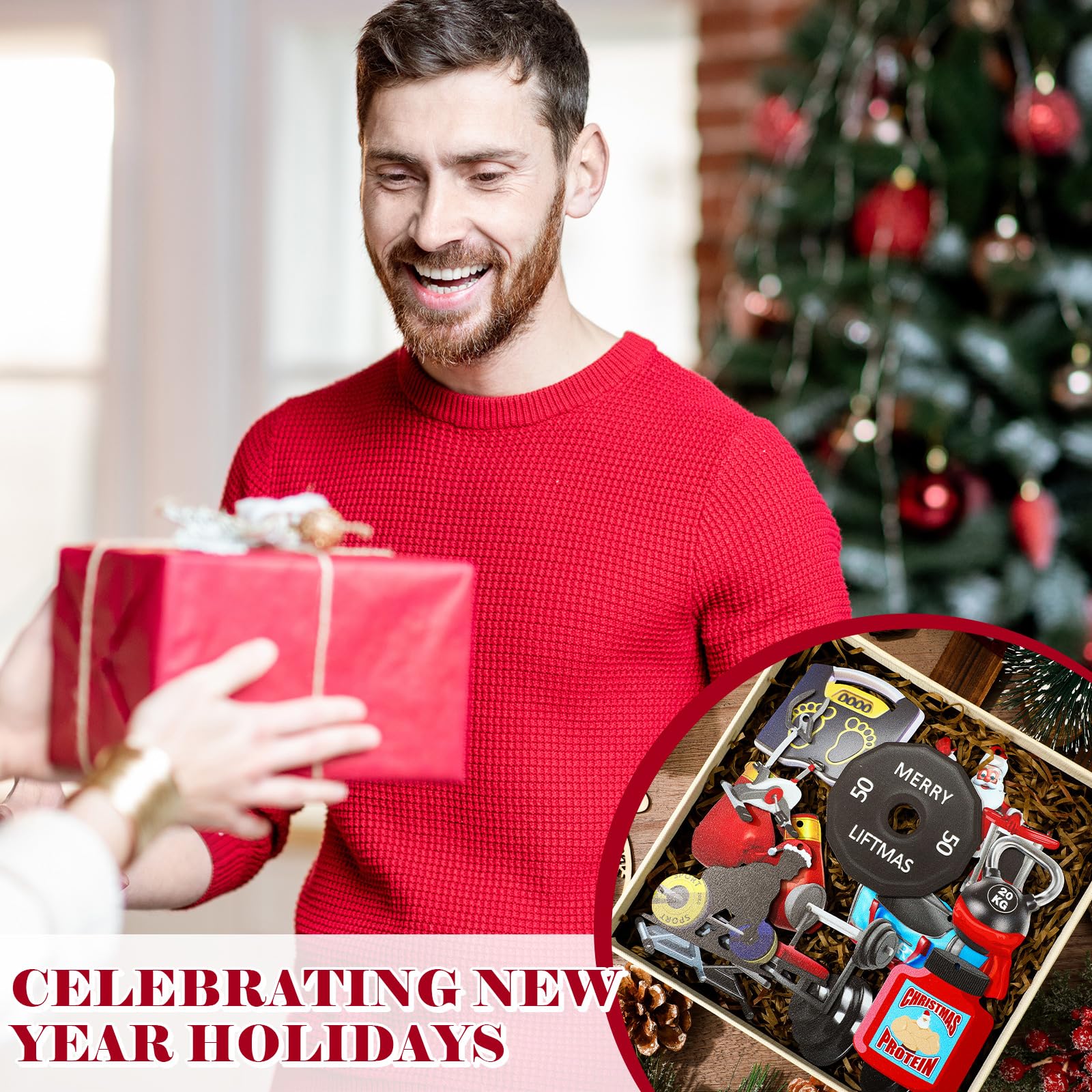 Snapklik.com : Leinuosen 36 Pack Christmas Wooden Weightlifter Ornament ...