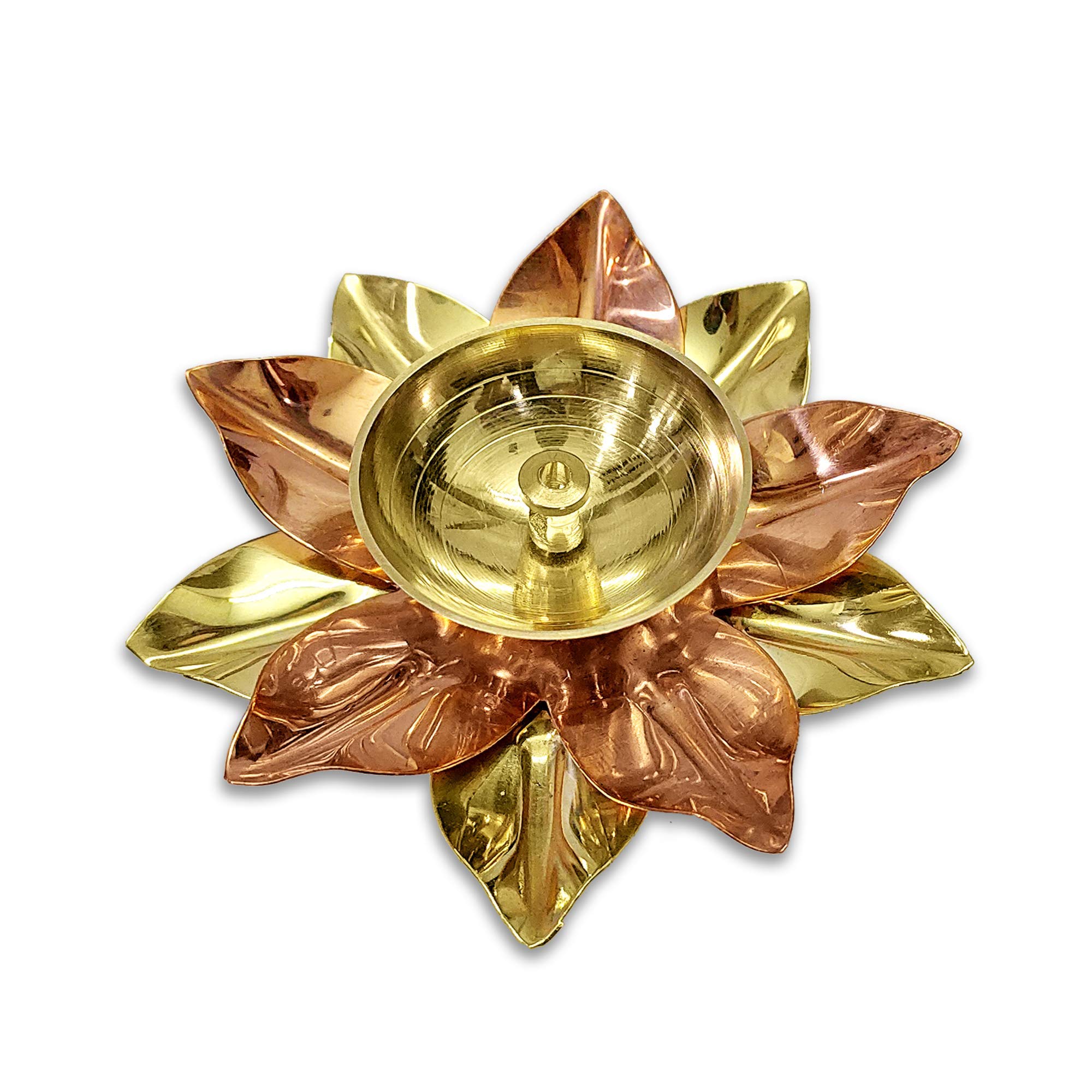 SATVIK 4 Pc Brass Copper Lotus Flower Petals Kamal Shape Metal Deepak ...