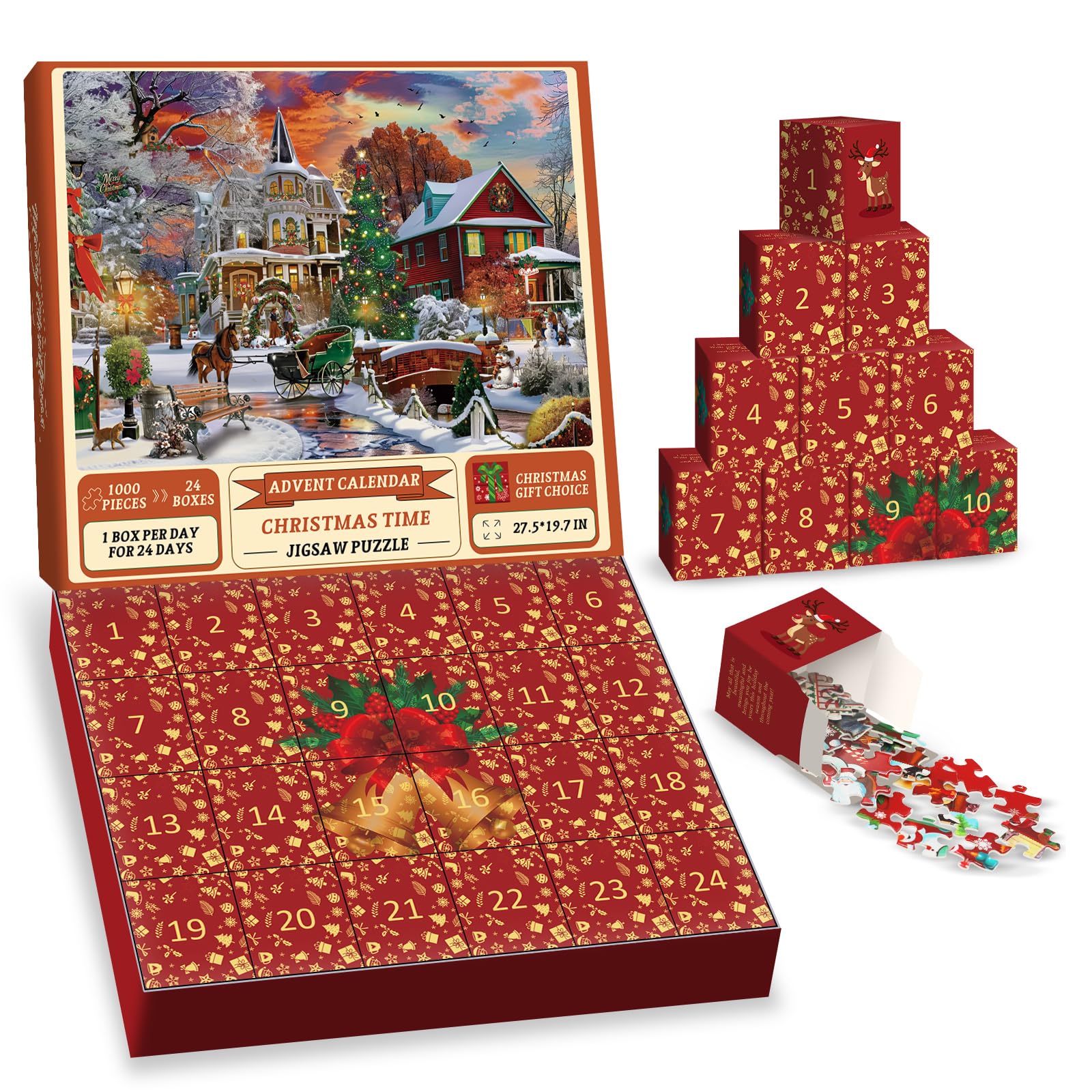 Amazon.com: Christmas Advent Calendar Puzzle for Adults 1000 Pieces ...